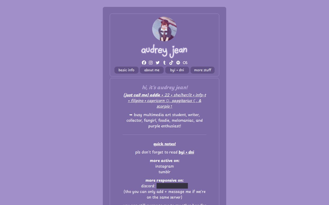 audrey jean | profile website